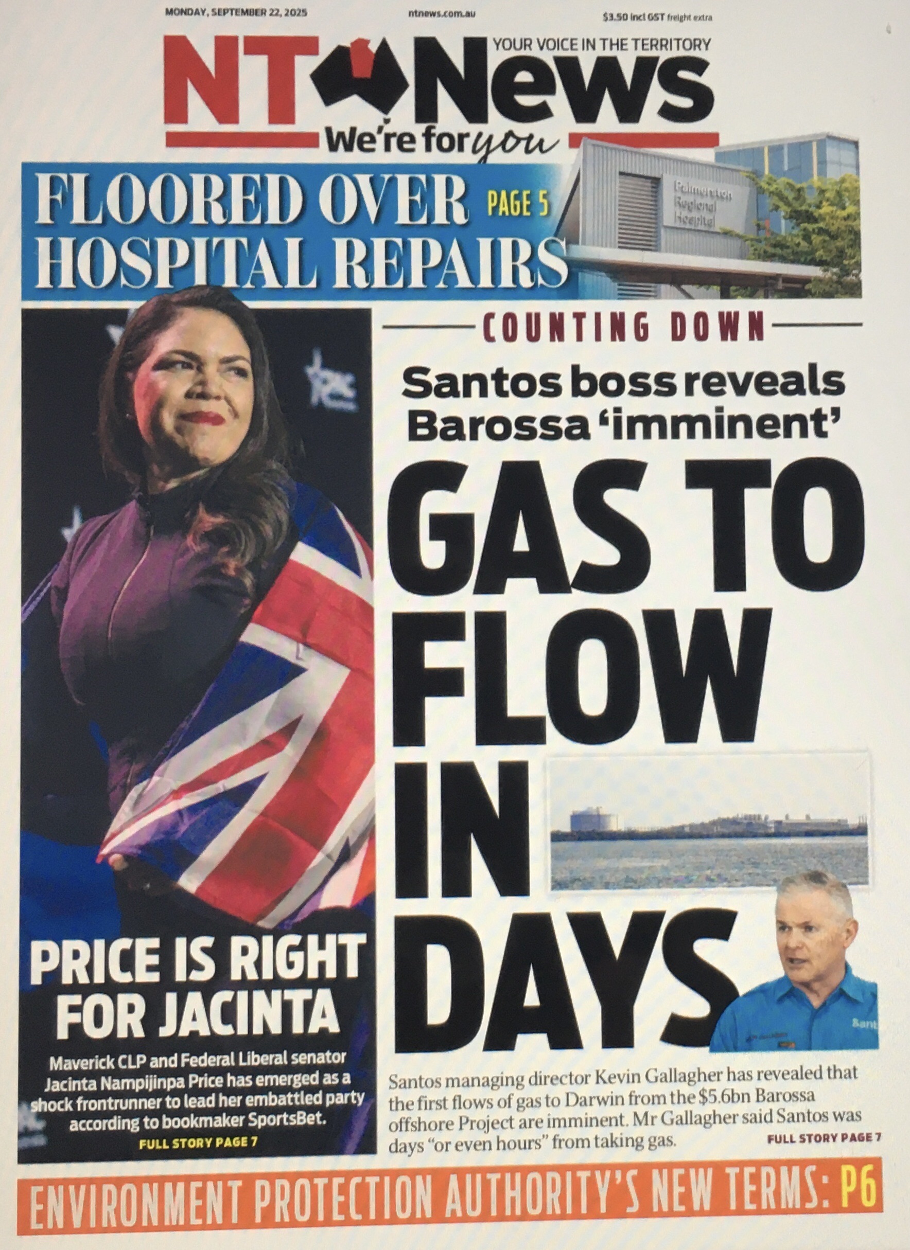 You never know what is going to greet you on the front page of the NT ...